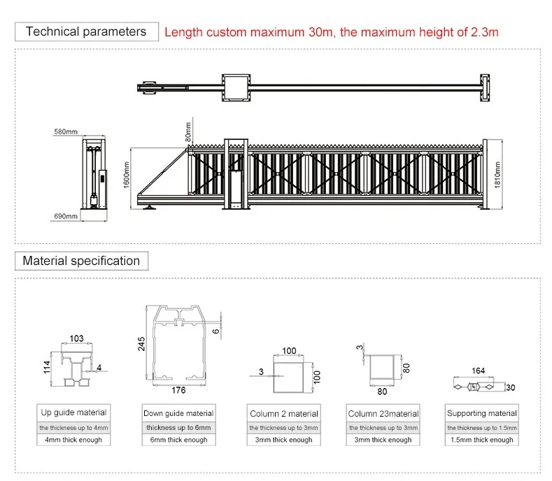 Aluminium Industrial Auto Driveway Sliding Gate Design QG-L1451A