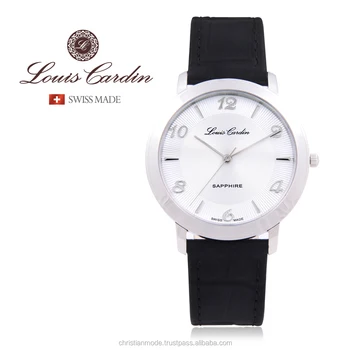 Louis Cardin Mens Slim Dress Watch Stainless Steel Sapphire Crystal ...