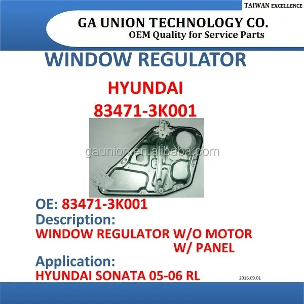 Window Regulator/ Window Lifter W/o Motor W/ Panel 83471-3k001 For ...