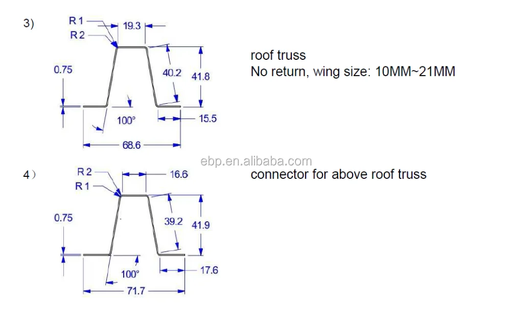 Galvanised Steel Sheet Metal U Channel Trim for Ceilings