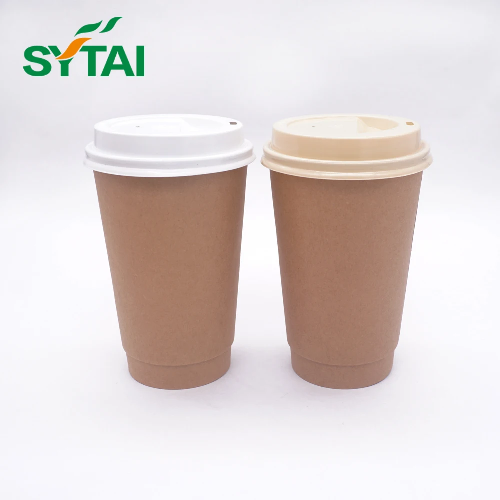 Recyclable Custom Designed Printed Kraft Double Wall Coffee Cups With ...