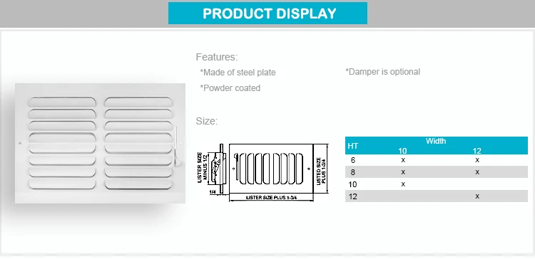 HVAC Steel Heating Wall Air Register - Modern Ventilation