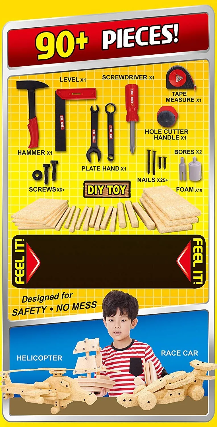 DIY Foam Wood Kids Construction Tool Workshop Kit - Fun & Learning