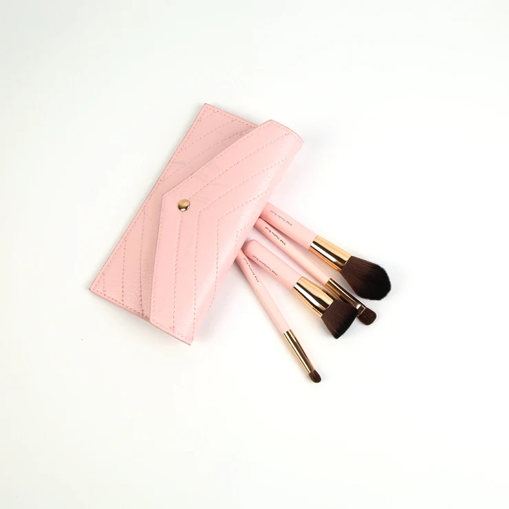 OEM High Quality Personal Beauty Tool Wood Pink Makeup Brushes with Bag