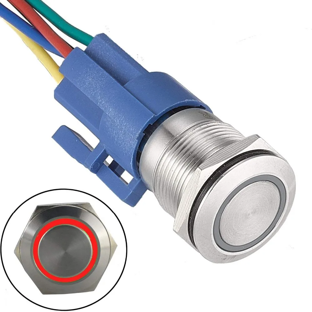 Blue Color 19mm 24v Round Ring Push Button Switch Latching Stainless ...