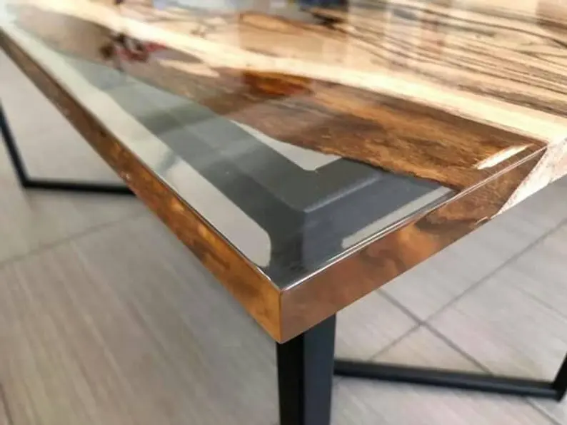 Epoxy Top Crystal Clear Office Desk With Metal Base - Buy Crystal ...