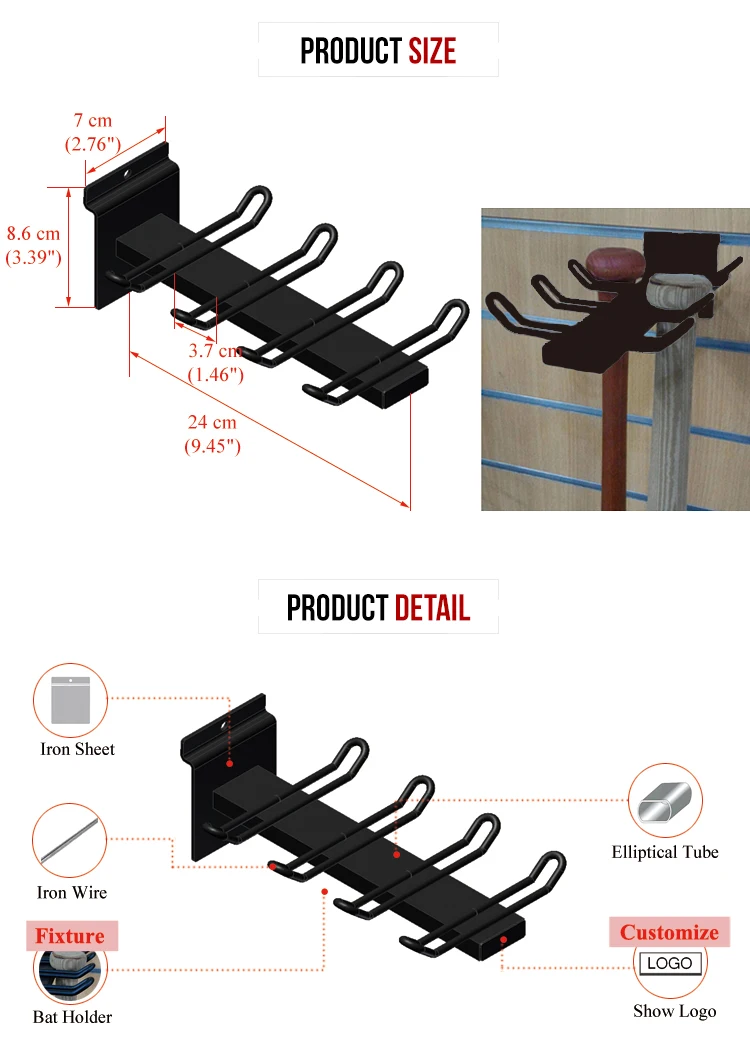 Metal Fixture Baseball Bat Holder For Slatwall - Buy Slatwall Baseball ...