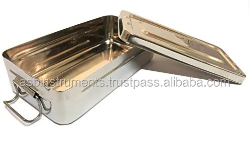 Hospital Holloware Surgical Instrument Steel Tray With Lid 8" X 4" X 2 ...