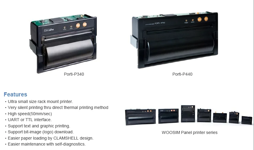 WOOSIM PORTI-P340 Thermal Receipt Printer - 80mm/s Speed