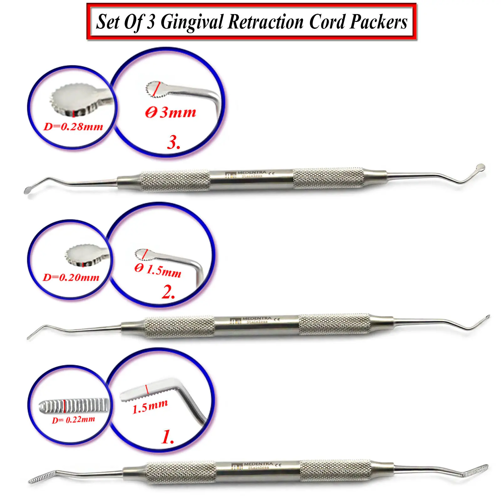 Stainless Steel Dental Gingival Cord Packer