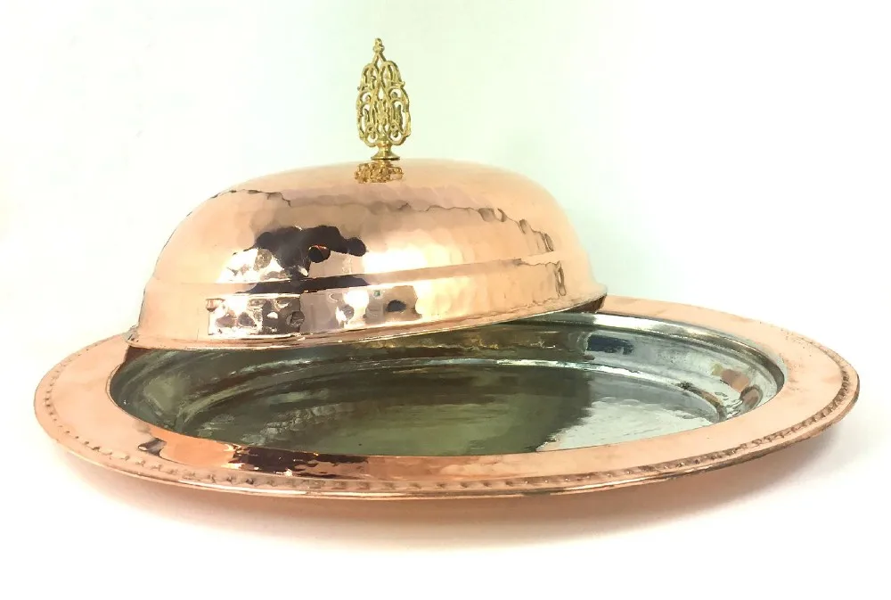Anatolian Hand Hammered Oval Copper Serving Plate With Lid,Sahan ...
