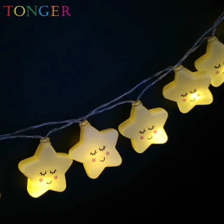 Smiley Twinkle Star String Lights,Led Fairy Lights,10pcs Stars In 1 Set ...