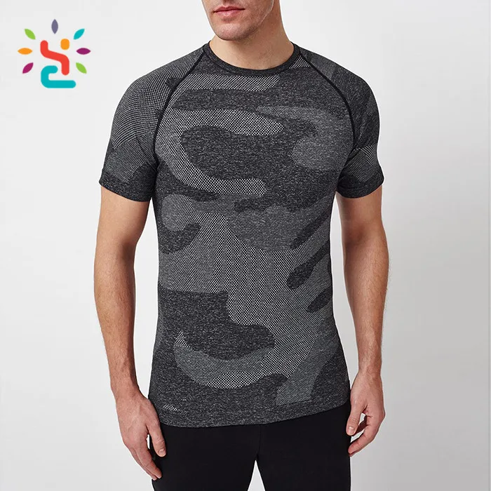 Custom Printing Blank Dry Fit Workout Performance Seamless Plain T ...