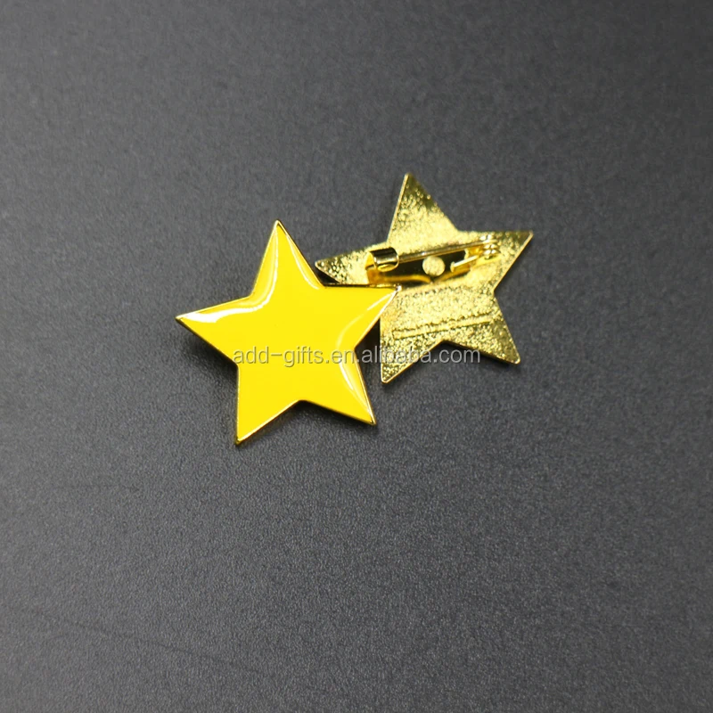 Custom Enamel Red Star Pin Badges With Gold Plating And Safety Pin For ...