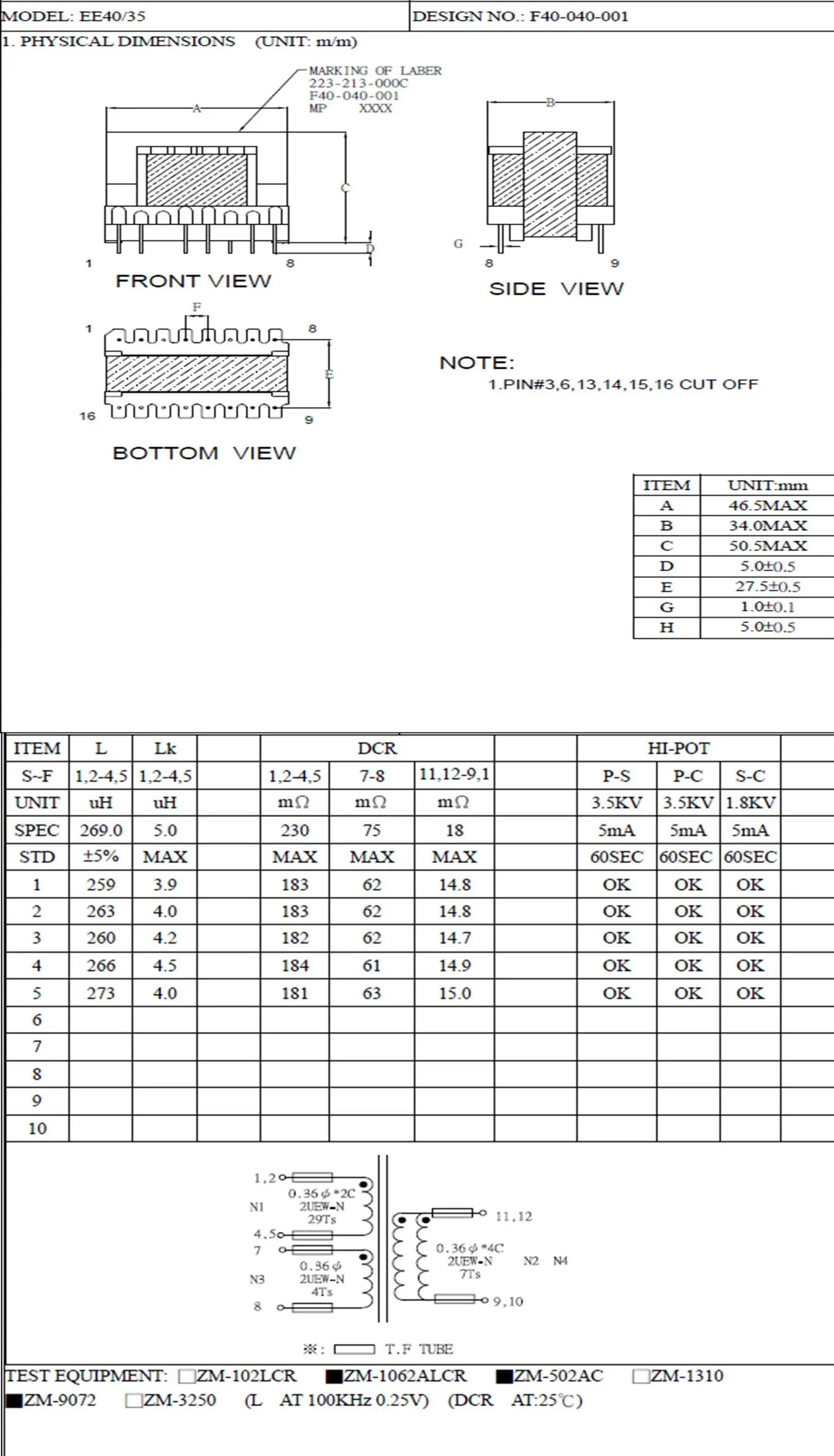 Ee40 Ee42 Ee55 Ee65 High Frequency Vertical Switch Mode Transformer ...