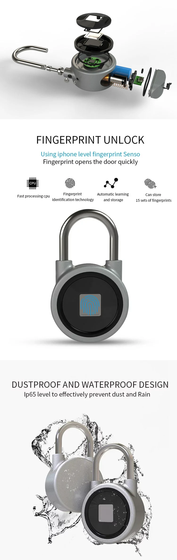 Padlock3.0 New Design Heavy Duty Waterproof Zinc Alloy Ecurity Levels ...