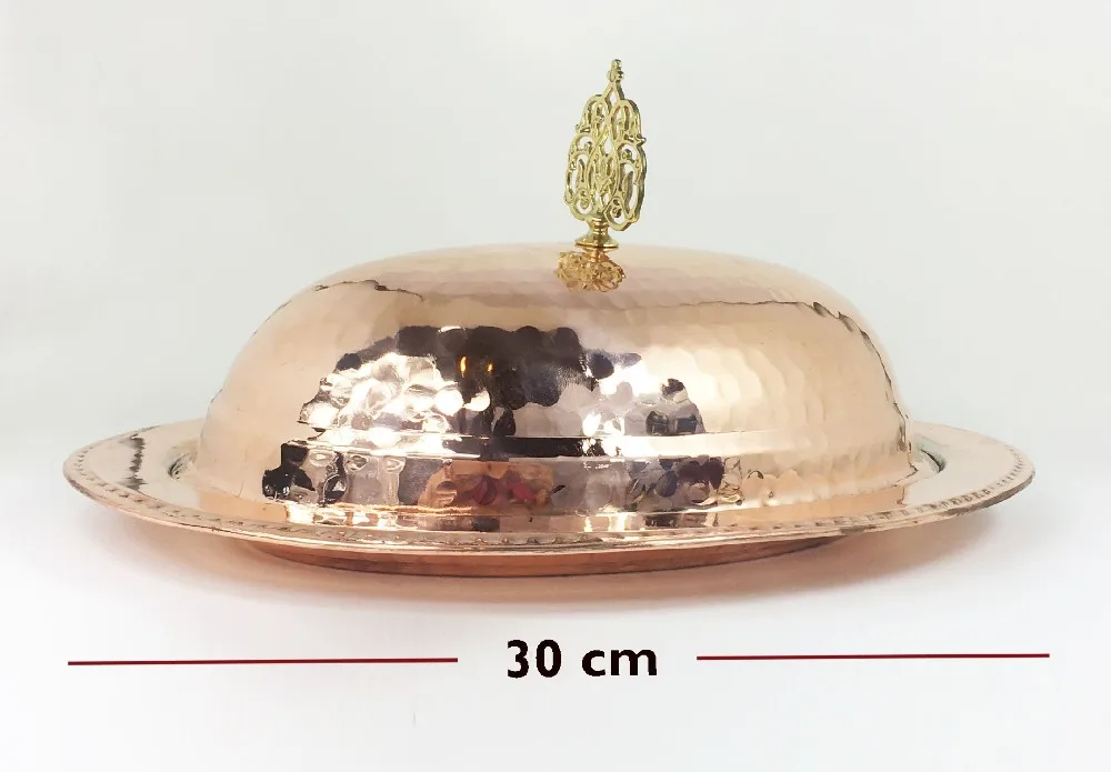 Anatolian Hand Hammered Oval Copper Serving Plate With Lid,Sahan ...