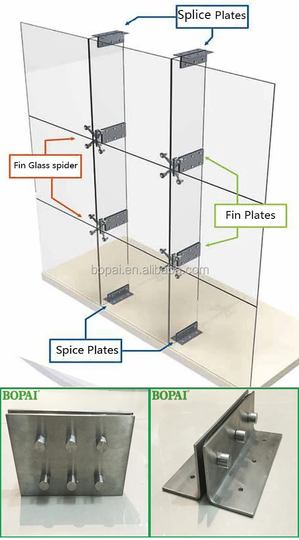 300mm Stainless Steel Splice Plate for Spider Glass System