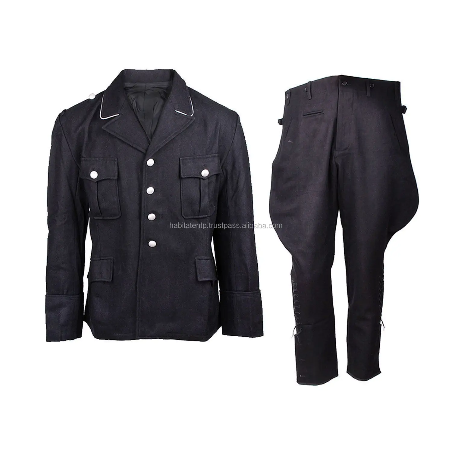 Wwii Ww2 German M32 Officer Black Wool Tunic And Breeches Uniform - Buy ...