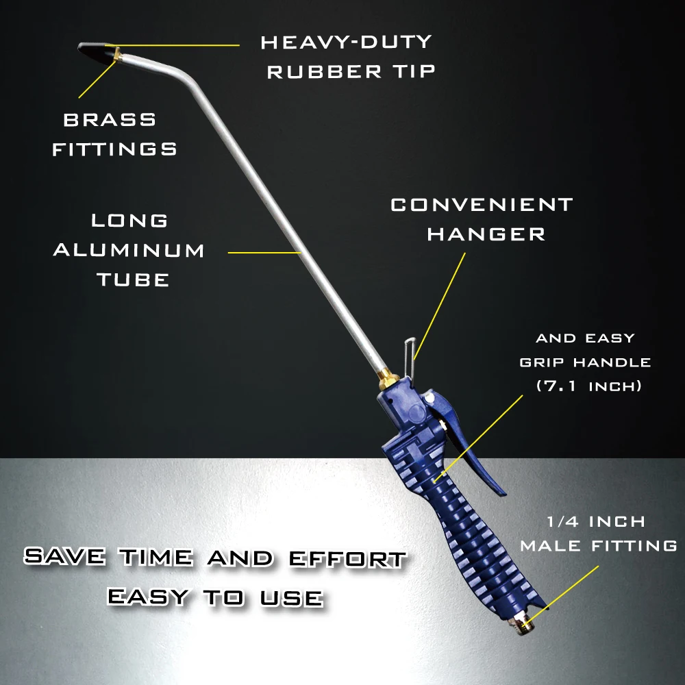 Pneumatic Air Wand Compressor Blow Dust Gun Safe Tip Tool Accessories ...