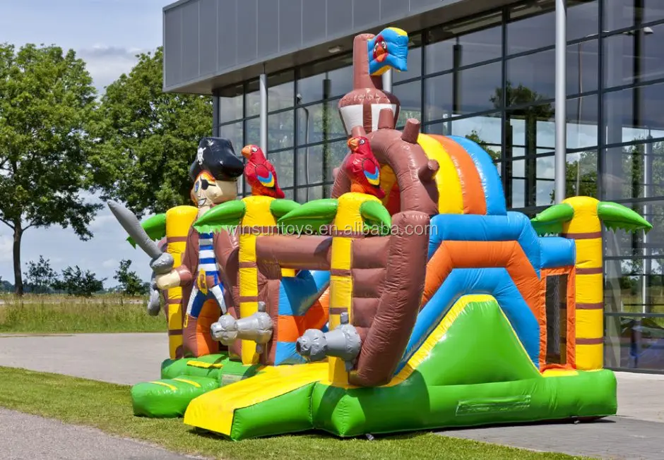 Large Pirate Boat with Obstacles and Slide - Multi-Play Inflatable ...