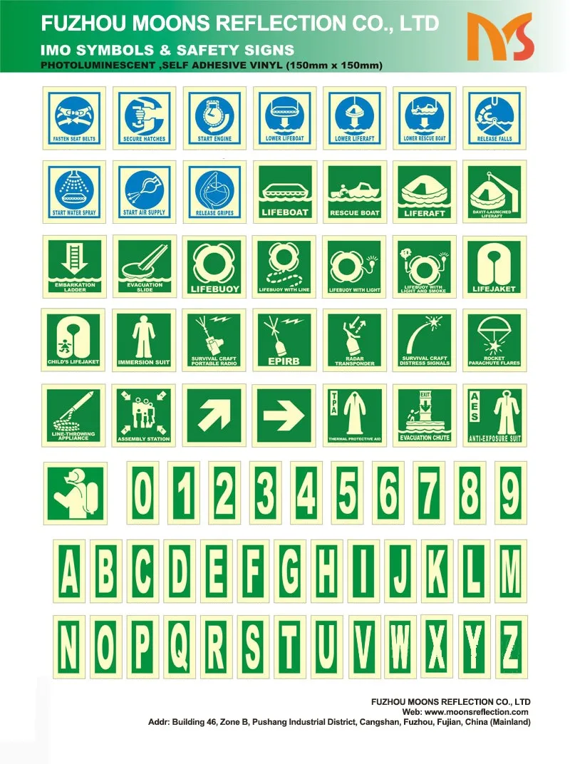 IMO Marine Warning Safety Imo Symbol Signs Sticker Glow in the Dark Sticker