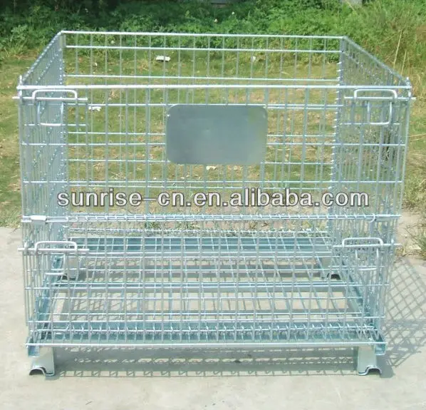 Foldable Galvanized Portable Storage Cage Metal Box Wire Mesh Container ...