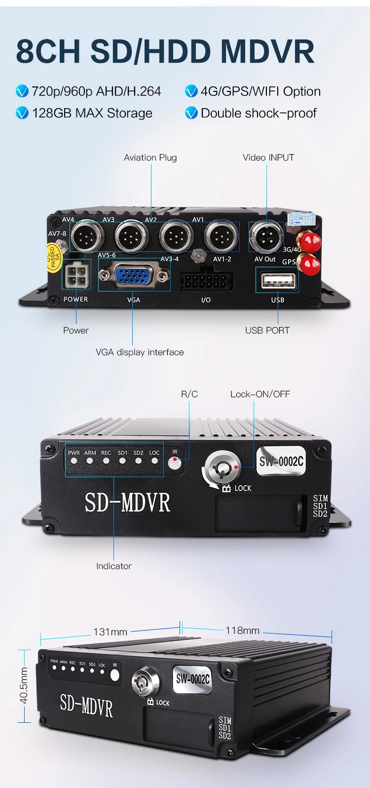 8ch Digital Video Recorders Vehicle Mdvr Cctv Set Tracking System For ...