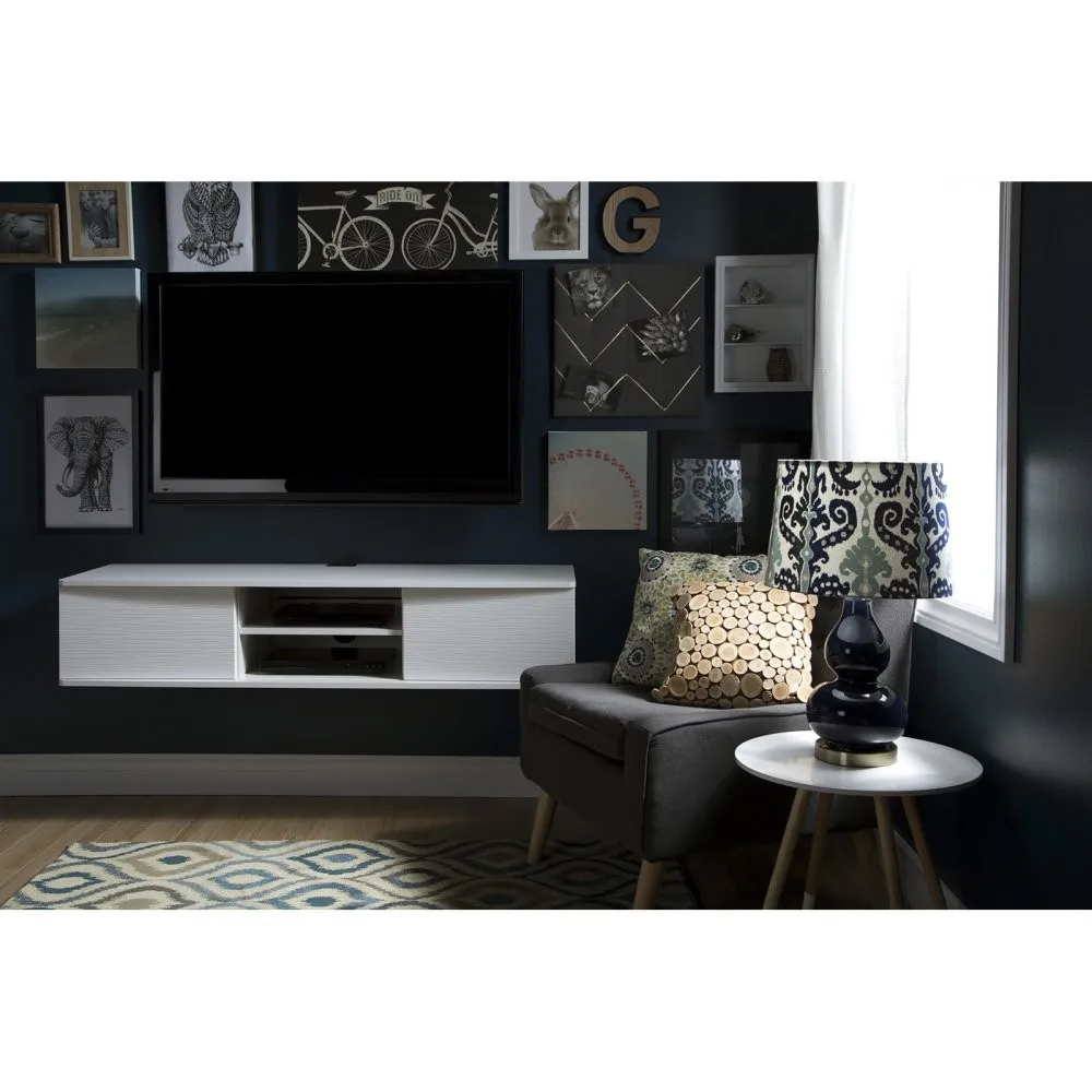 Antique White Solid Wood LED TV Wall Mount Stand