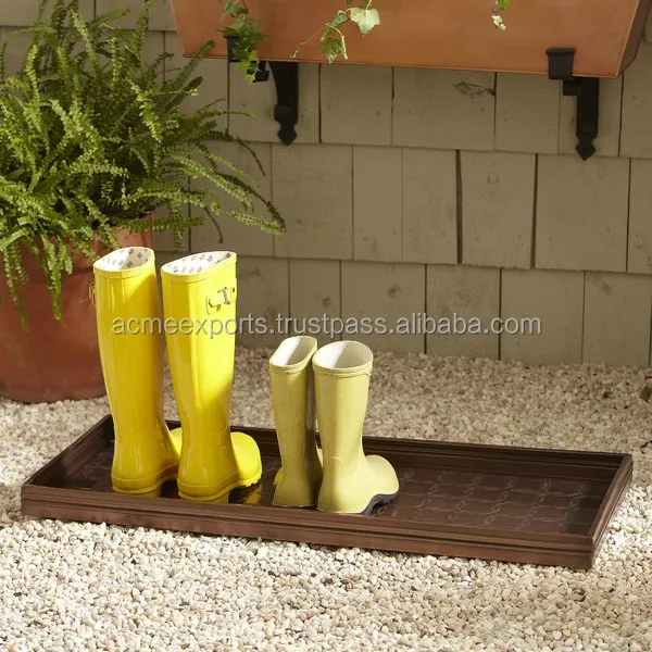 Home Entryway Boot Storage - Metal Copper Embossed Tray