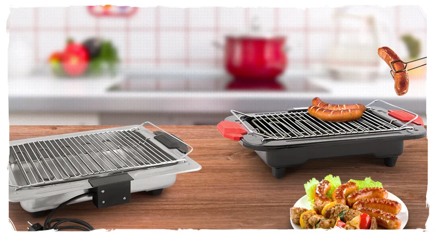 Electric Inox Barbeque Grill with Lid 800w - Contact Grill As a Toaster ...