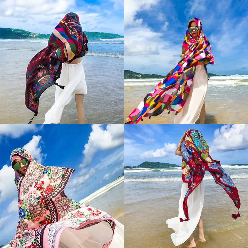 Various Patterns Summer Autum100%cotton Linen Pashmina Scarf Shawl ...