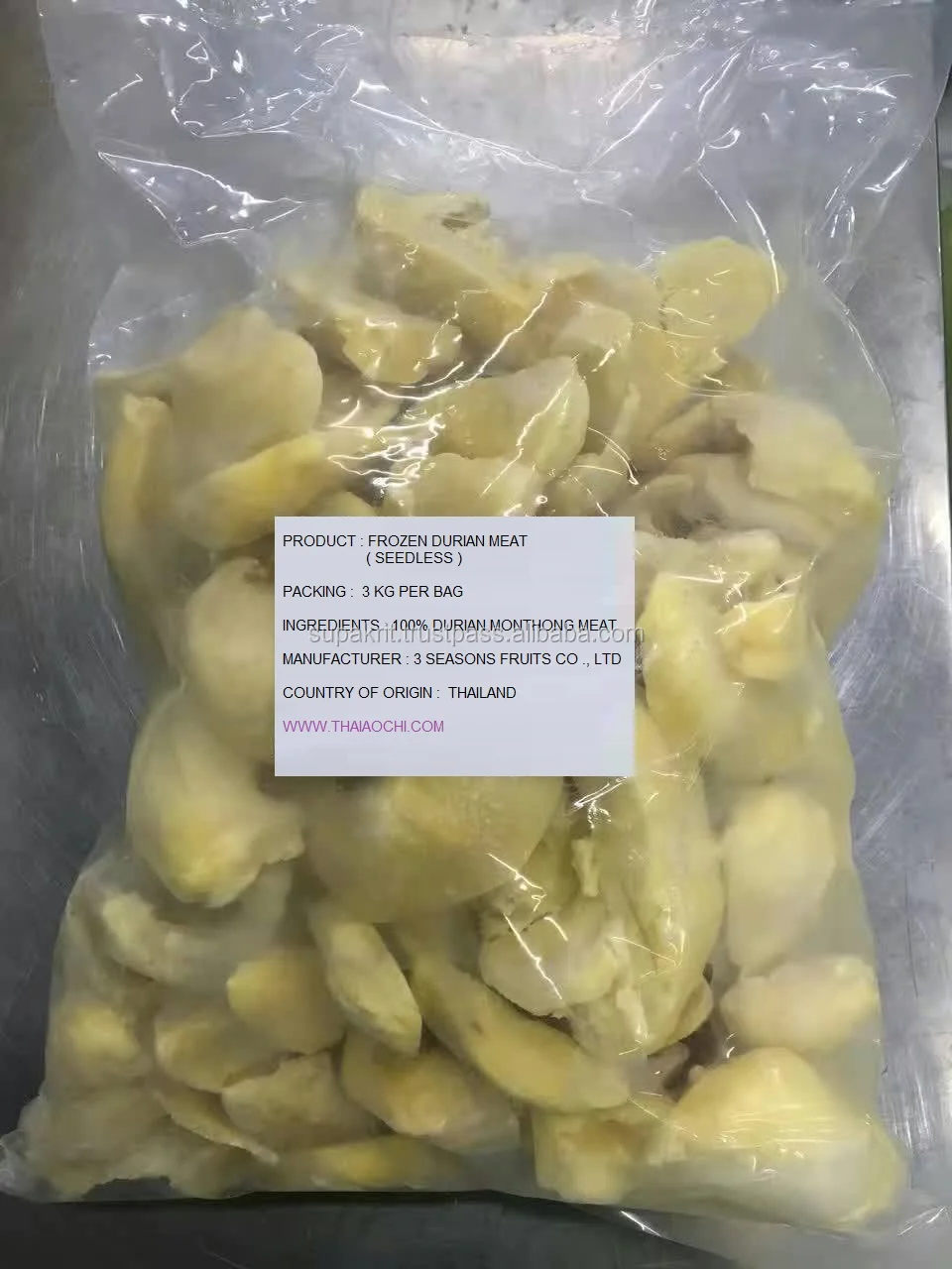 2018 Frozen Durian Monthong 100% Meat - Seedless Durian 3 Kg Packing ...
