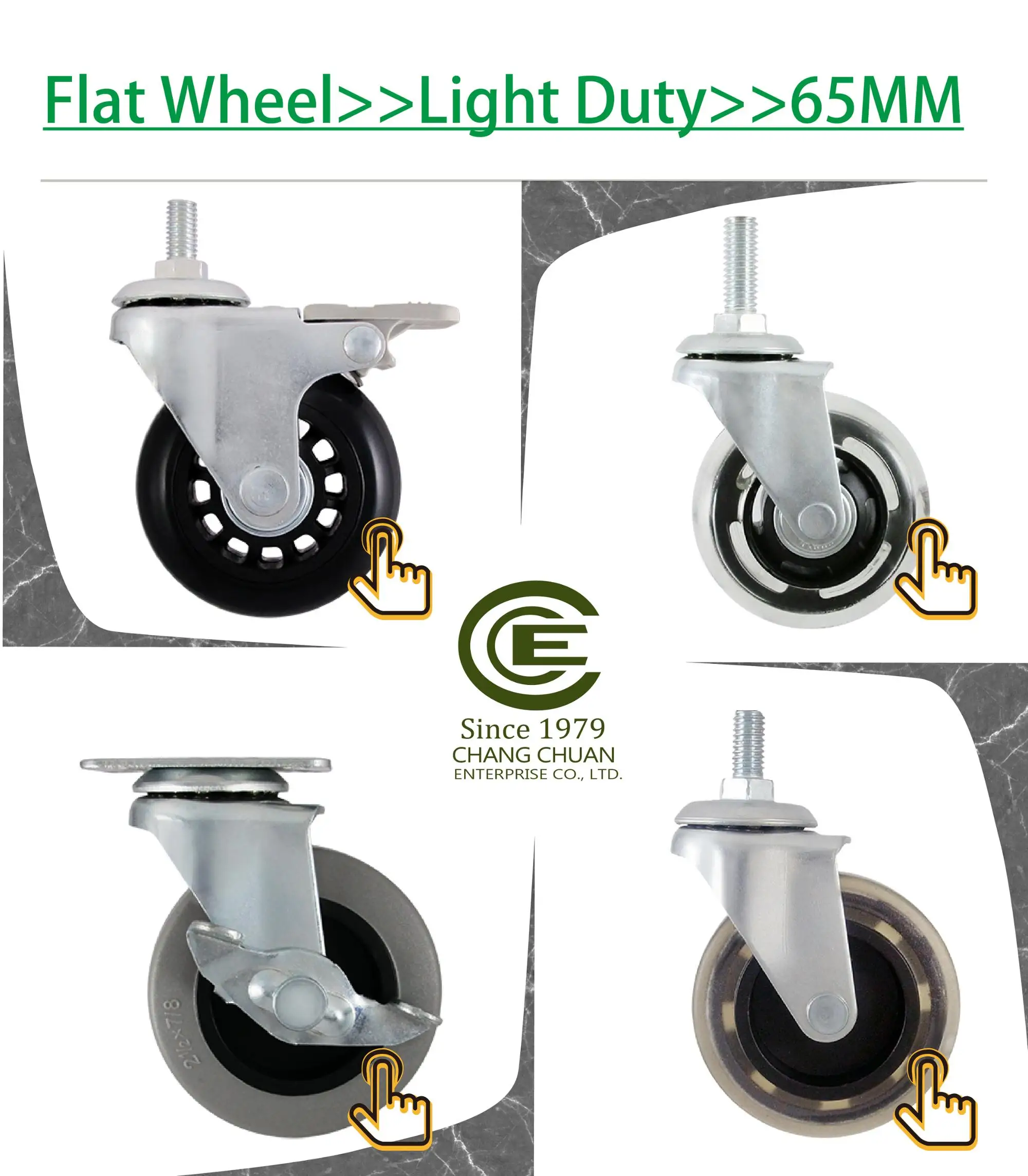 Cce Caster 3 Inch Pu High Quality Light Duty M10 Stem Caster Wheels ...