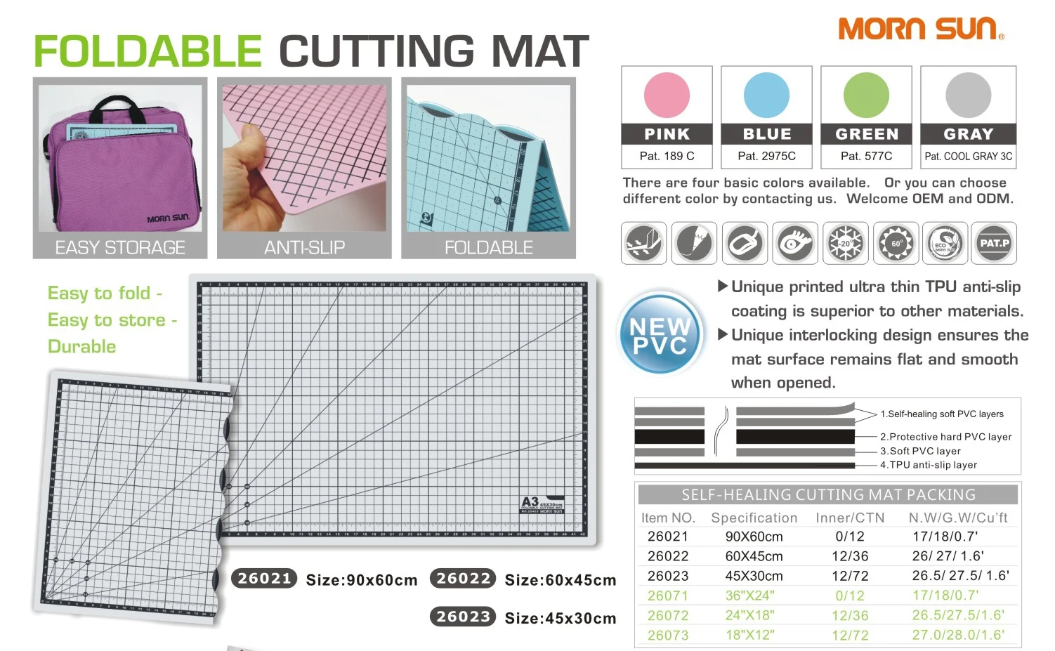 A1-a4 4 Layers Self Healing Durable Pvc Oem Portable Grid Foldable ...