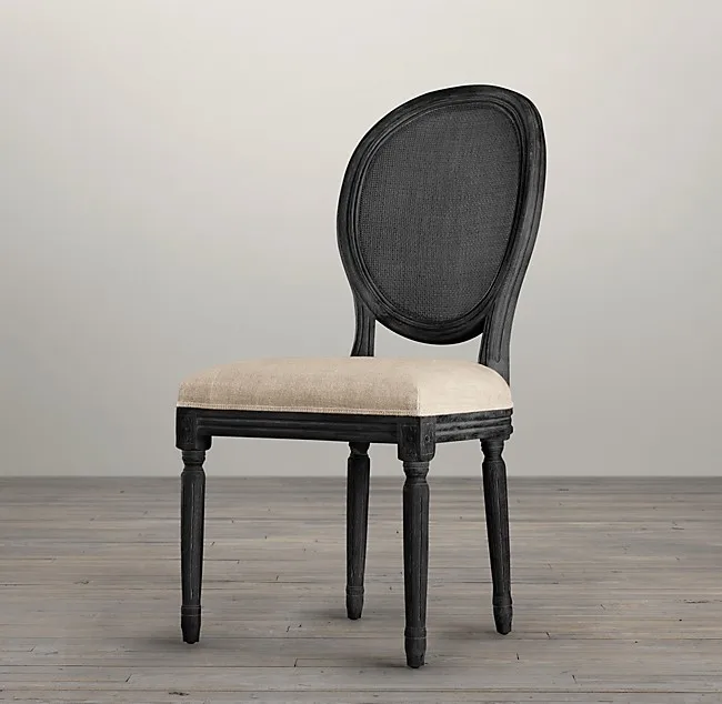 Modern Round Back Side Dining Chair with Dark Finish Solid Wood French ...