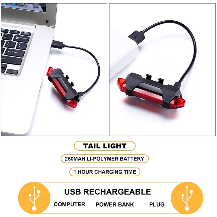 Portable Rechargeable LED USB Cycling Bike Light COB Tail Light
