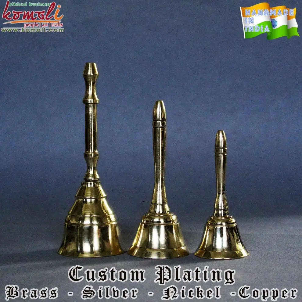 Shiny Small Metal Brass Bell India With Handle - Buy Brass Bell Metal ...