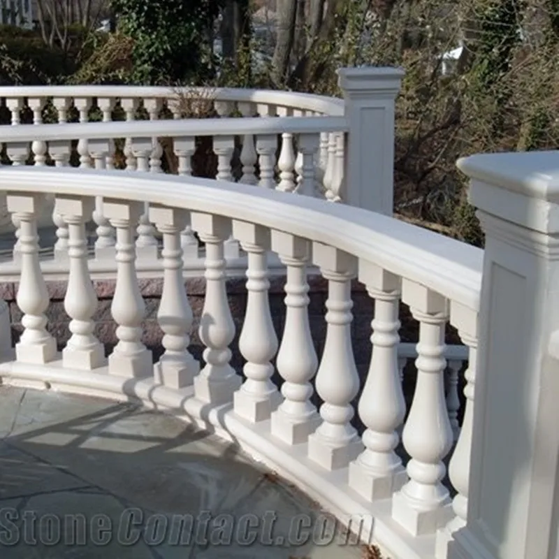 Outdoor Decoration Stone Handrail White Marble Carved Balcony ...