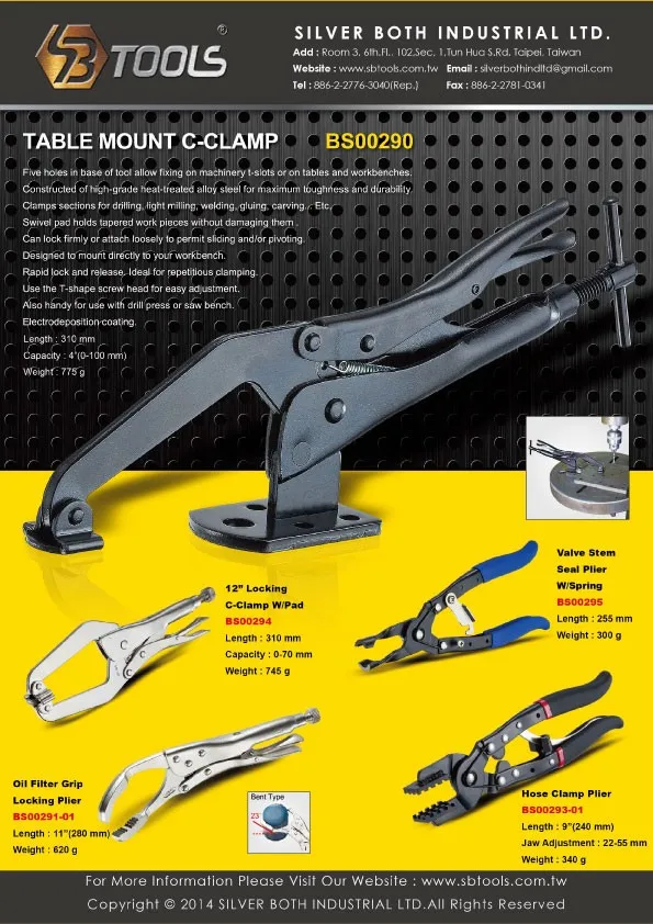 Sbtools 4" (0-100mm) Table Mount C-clamp With Swivel Pad - Buy Clamp,C ...