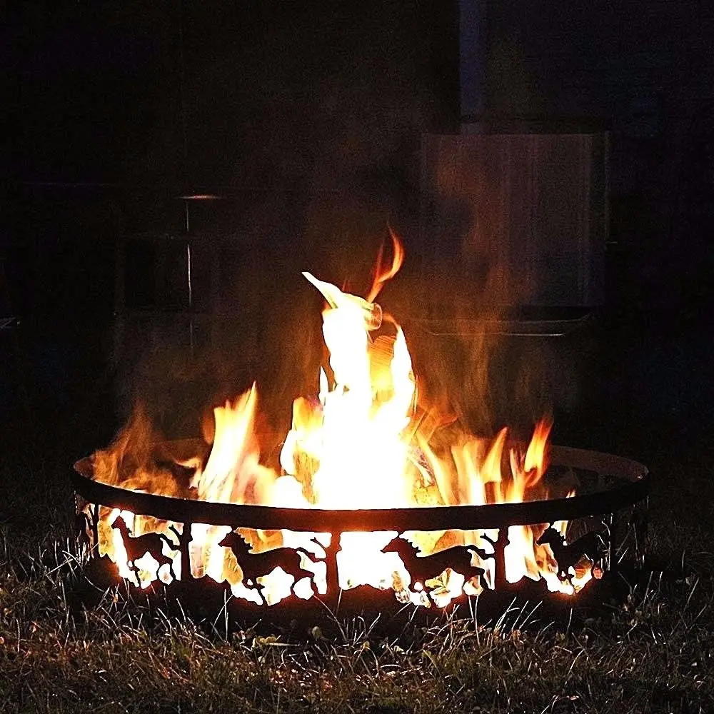 Outdoor Running Horse Fireplaces Round Brazier Fire Pit For Campfire ...