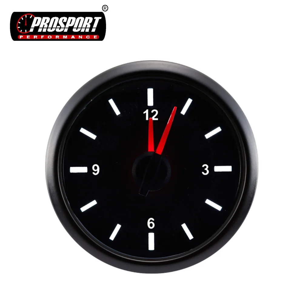 52mm White LED Universal 12V Car Clock Gauge - Prosport