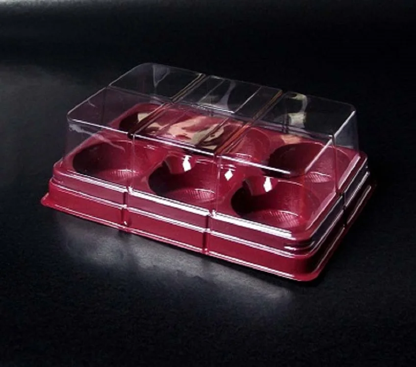 6 Cavity Bakery Packaging Box Plastic Maroon Tray With Lids| Alibaba.com