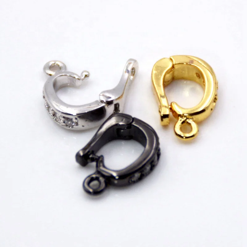 Cz Micro Pave Clasps Enhancer Simple Style Rose Gold/silver/black/ Gold ...