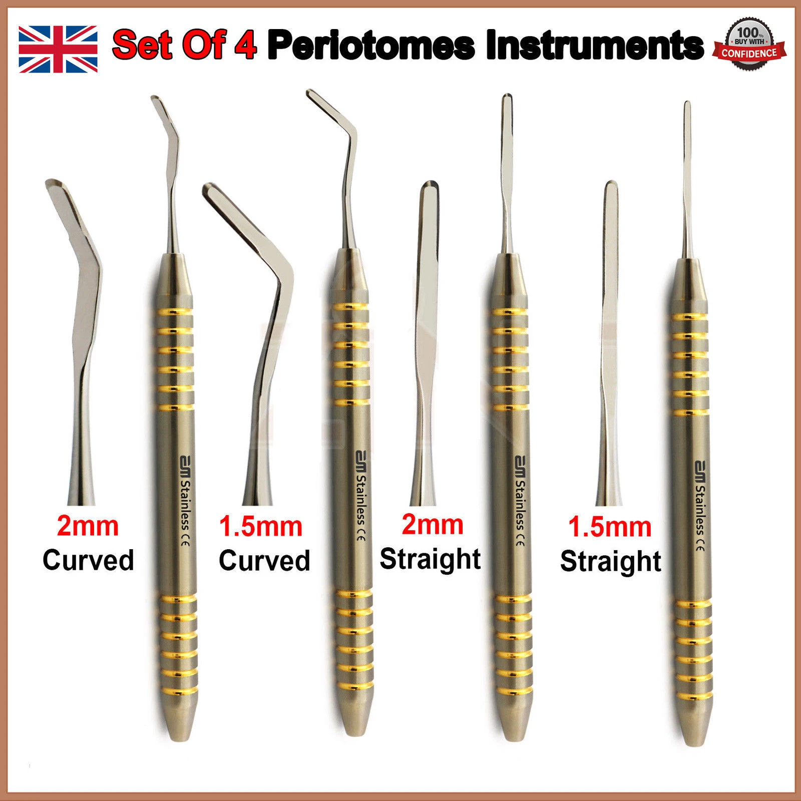 4 Pieces Periotomes Atraumatic Extraction Periodontal Ligament Cut ...