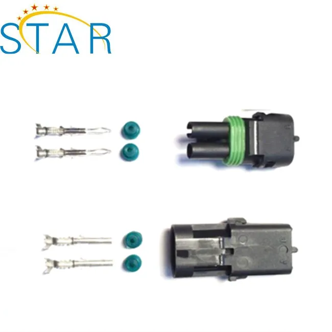 Male Female Waterproof Auto 2 Pin Delphi Pa66 Terminal Connector - Buy ...
