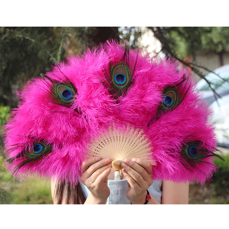 Wholesale Peacock Feather Hand Fans Turkey Marabou Feather Fan Feather ...