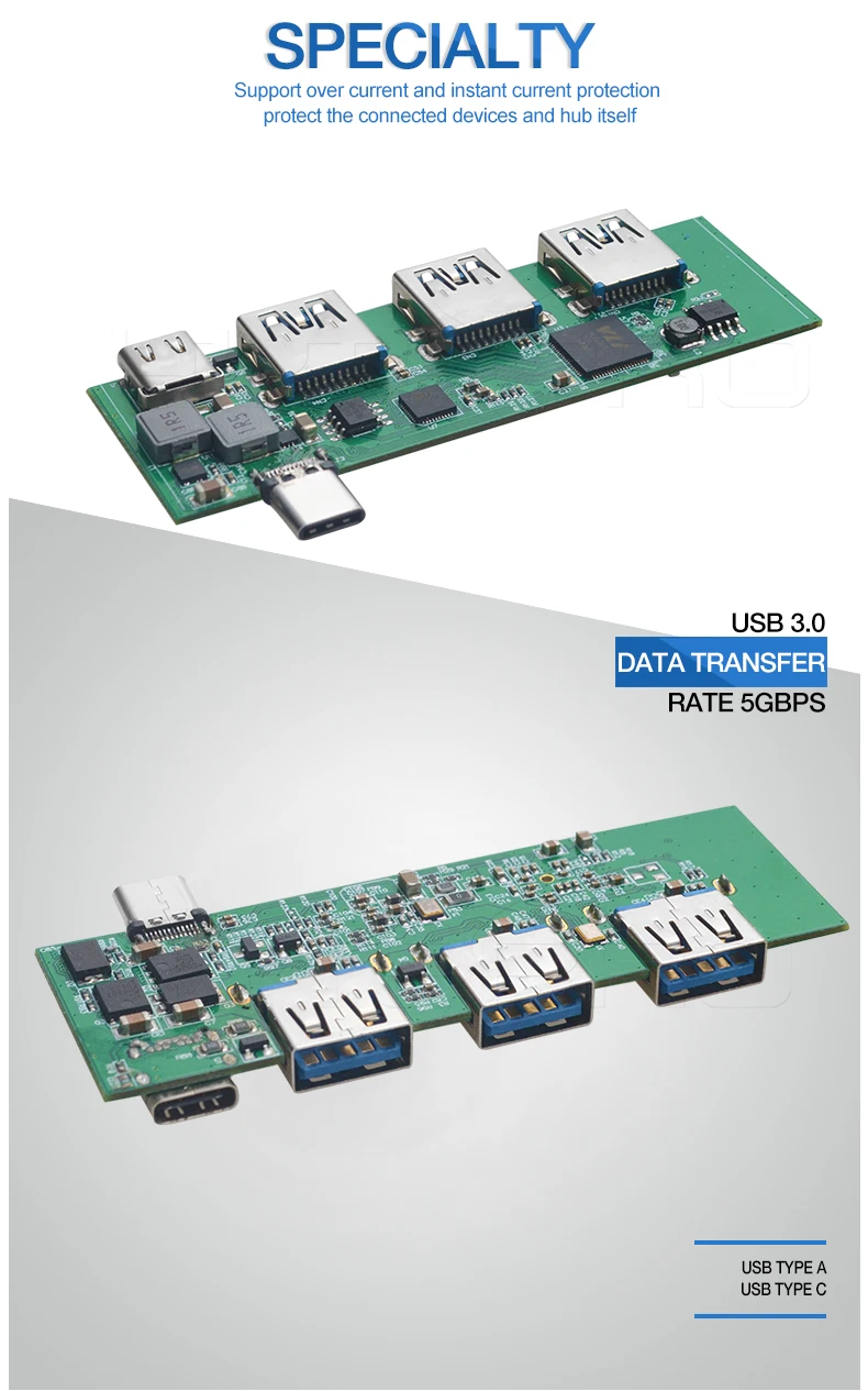 Type C 4 Port 94v0 Pcb Usb Charging 3.0 Hub Circuit Board Custom Design ...