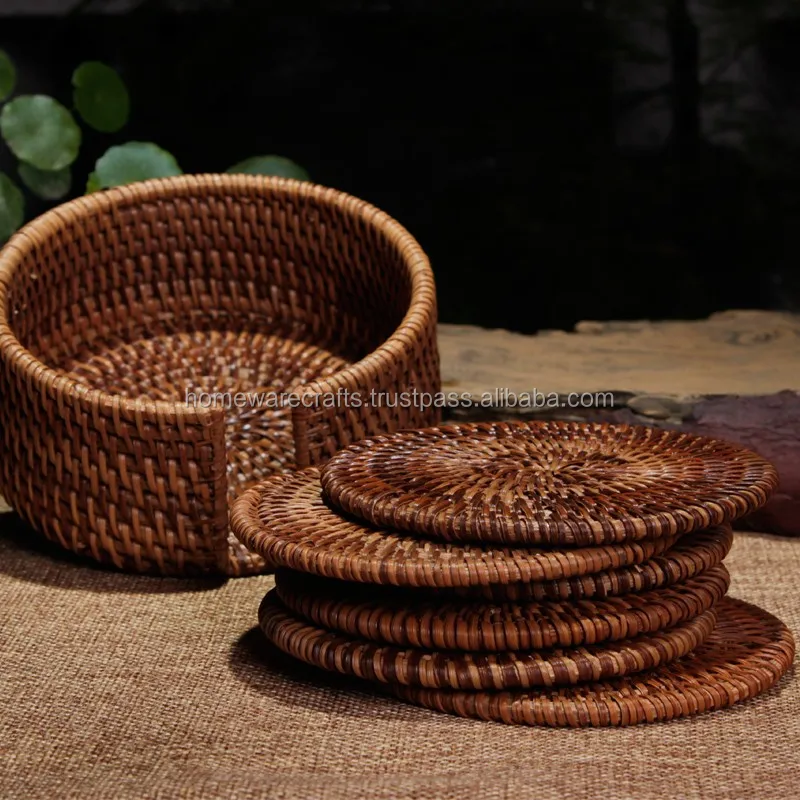 Home Choice Ecofriendly Vietnam Woven Rattan Coasters