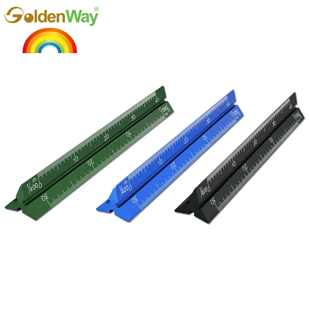 Metric Scale Metal Engineering Triangular Ruler - GOLDENWAY